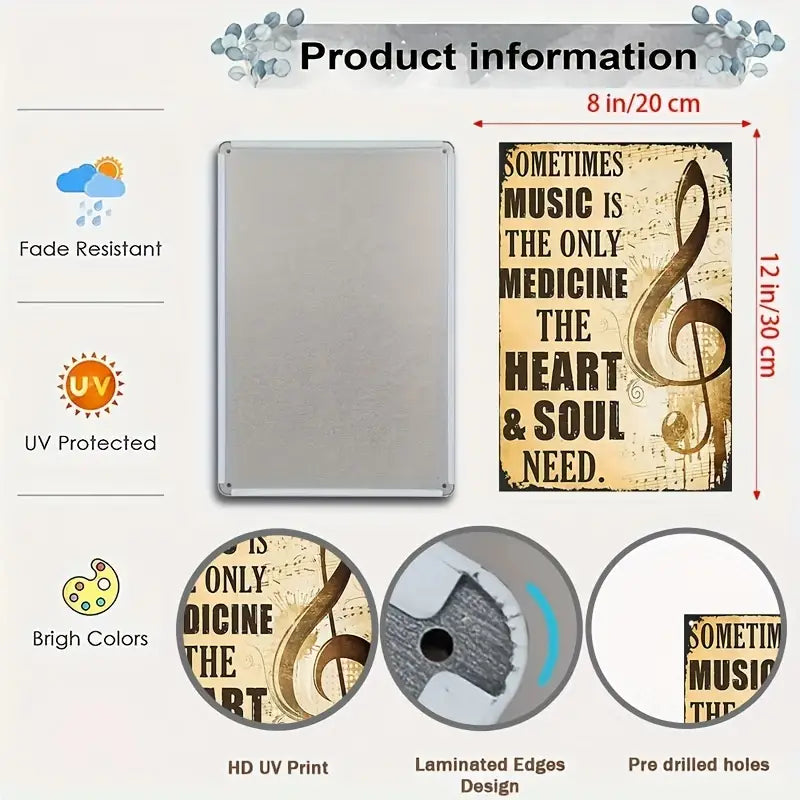 Treble Clef Metal Wall Art Sign – A Major Music